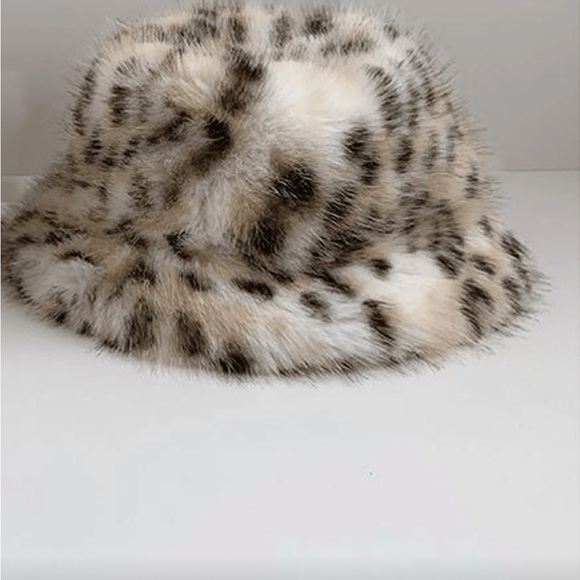 Accessories | Leopard Print Faux Fur Bucket Hat | Poshmark